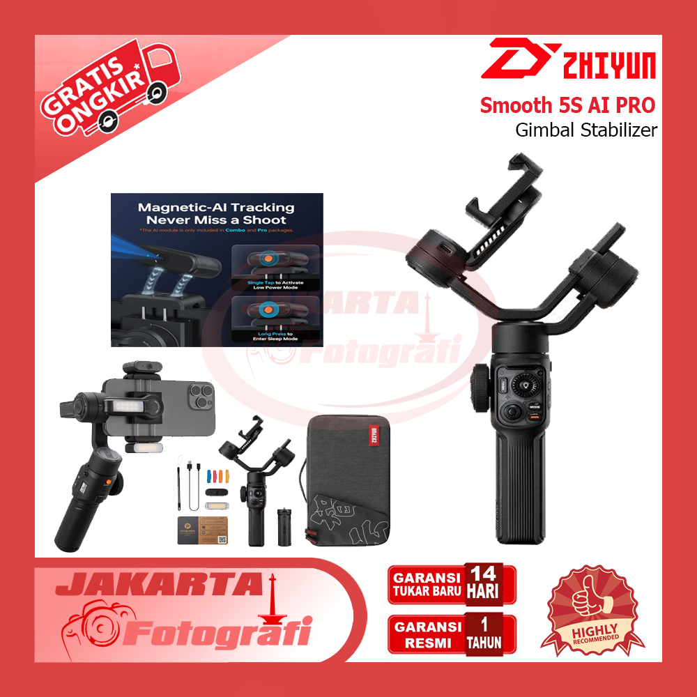 Jual Zhiyun Smooth 5S AI Pro 3-Axis Smartphone Gimbal | Shopee Indonesia
