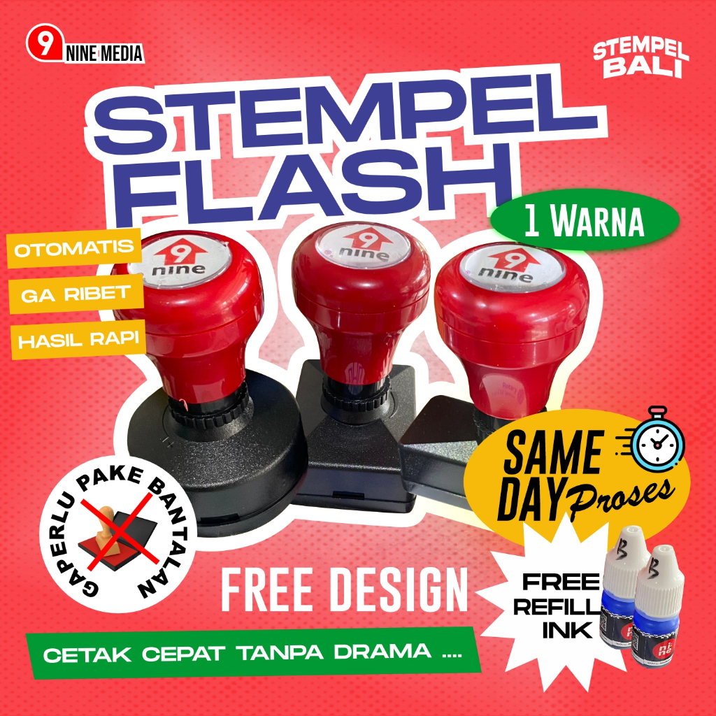 Jual STEMPEL FLASH CUSTOM DESAIN FREE DESAIN FREE TINTA ISI ULANG ...