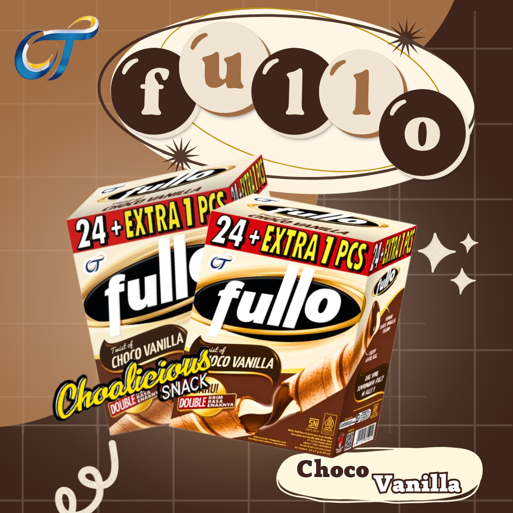 Jual FULLO Wafer Roll Rasa Cokelat & Susu Vanilla / Choco Vanilla Wafer ...