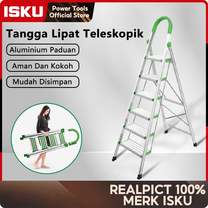 Jual ISKU Tangga Lipat 3/4/5/6 Step Tangga Lipat/Tangga Rumah Multifungsi/Anti Licin Tebal ...