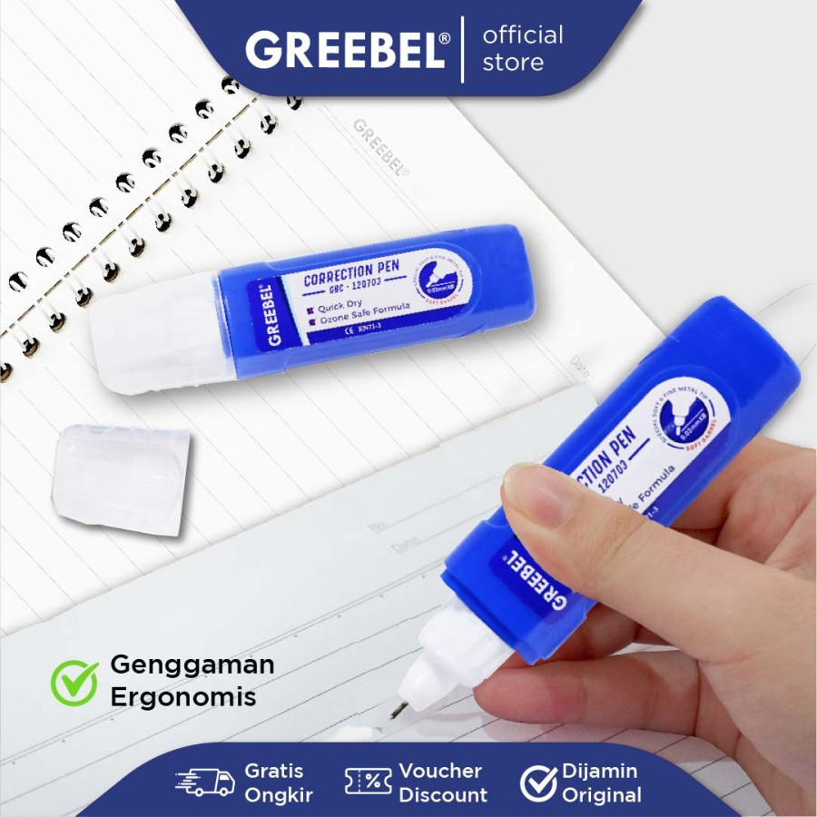 Jual Tip Ex Cair / Correction Pen Biru GREEBEL GBC 120703 | Shopee ...