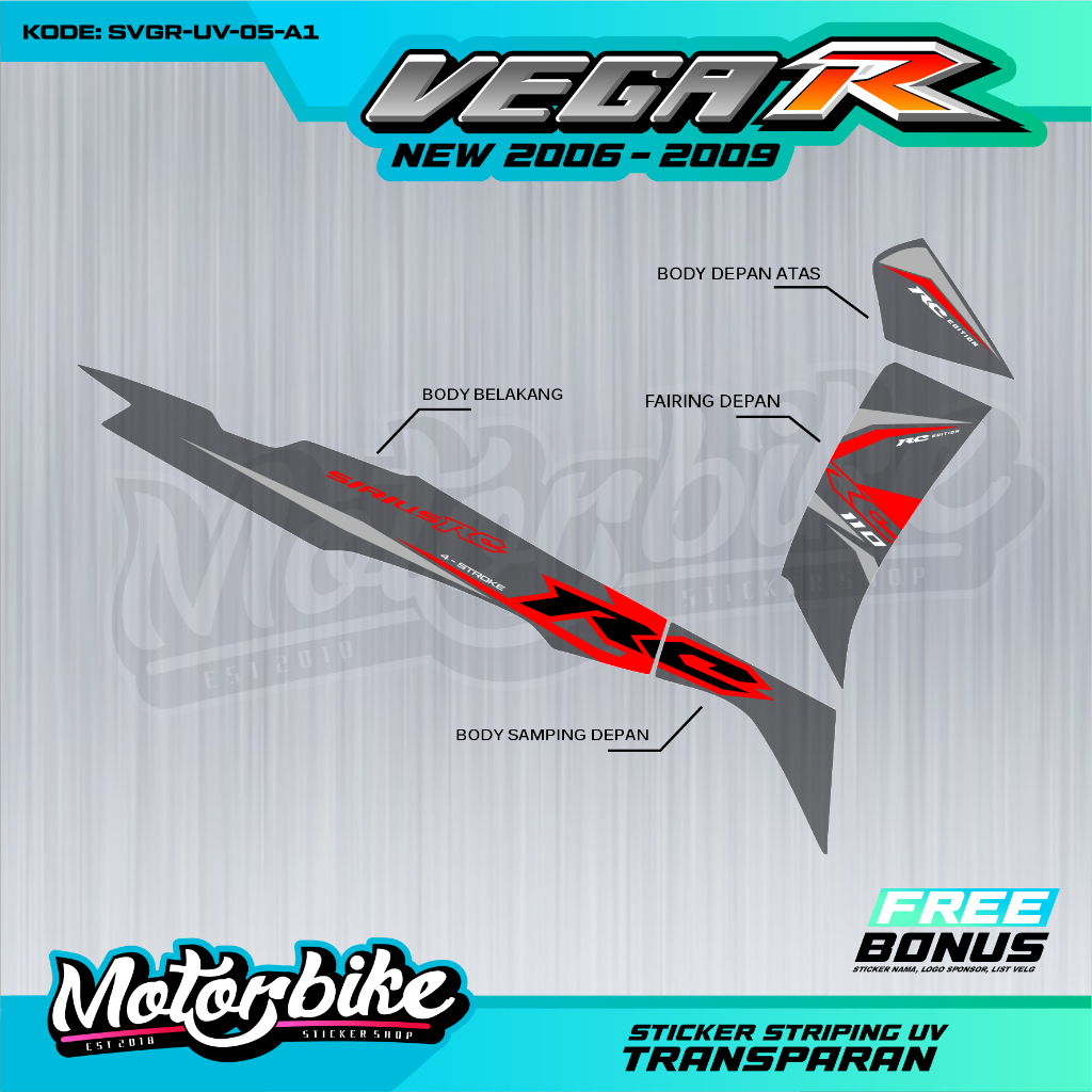 Jual Stiker striping Transparan UV Vega R New - Stiker Striping Vega R ...