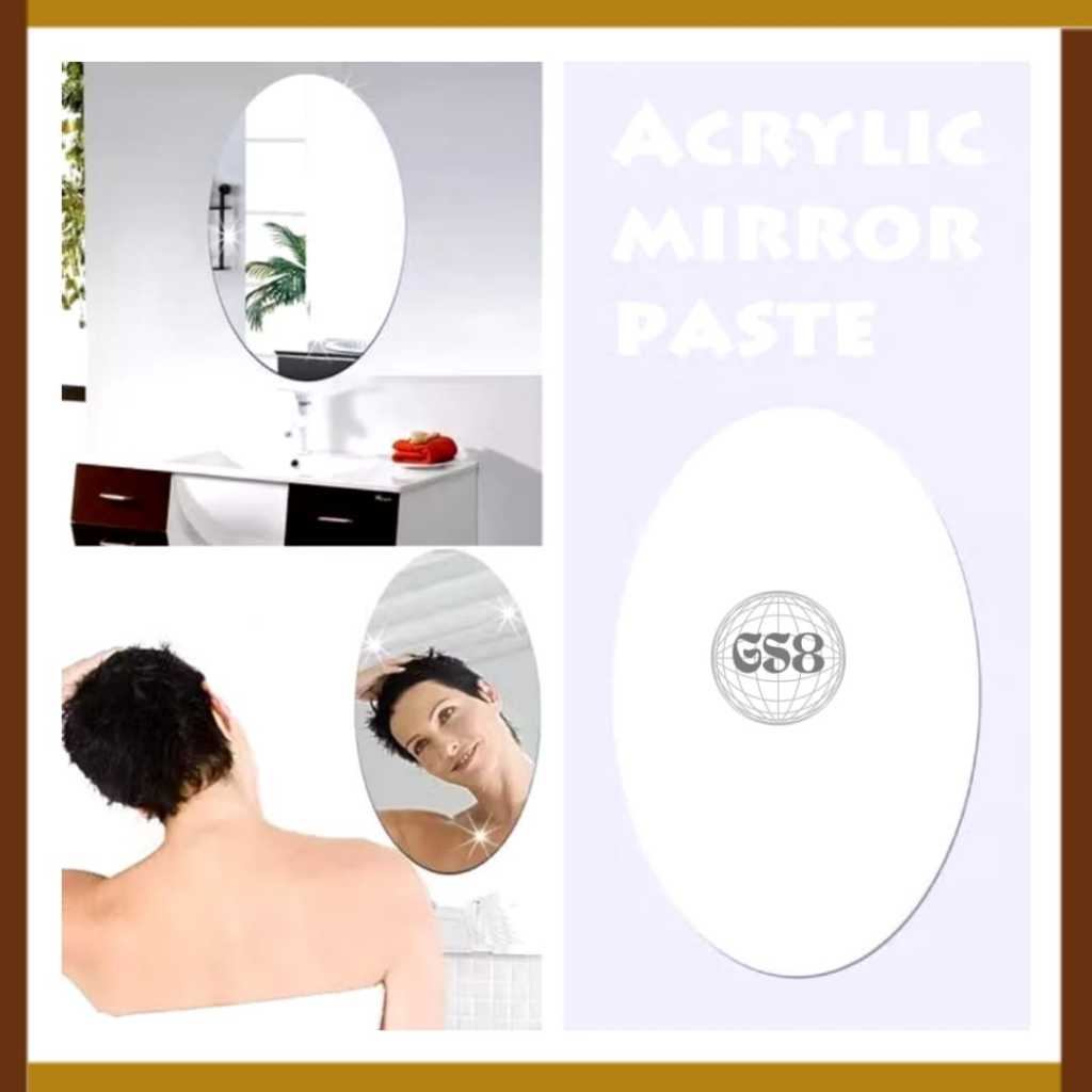 Jual (GS8) Stiker Cermin Kaca Dinding Oval Anti Pecah Acrylic Kaca ...