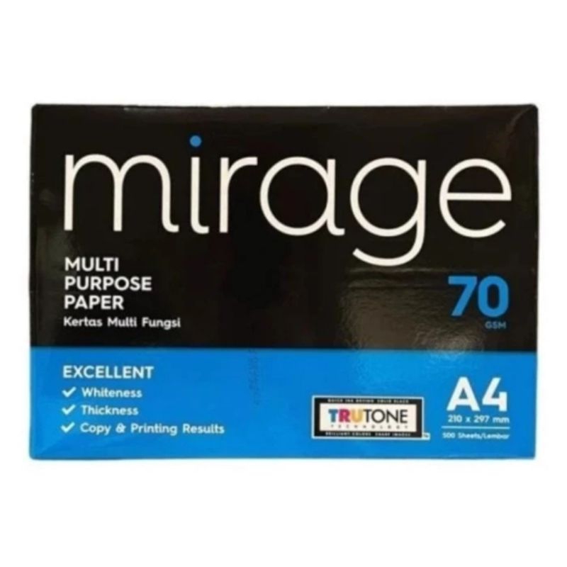 Jual Kertas HVS putih A4 Mirage 70gr 1 rim.. | Shopee Indonesia