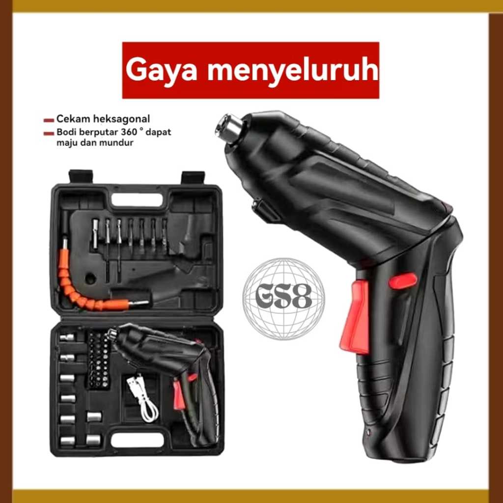 Jual (GS8)Bor Set Mini Isi 47pcs 4.2V /Mesin Bor Screwdriver Baterai ...