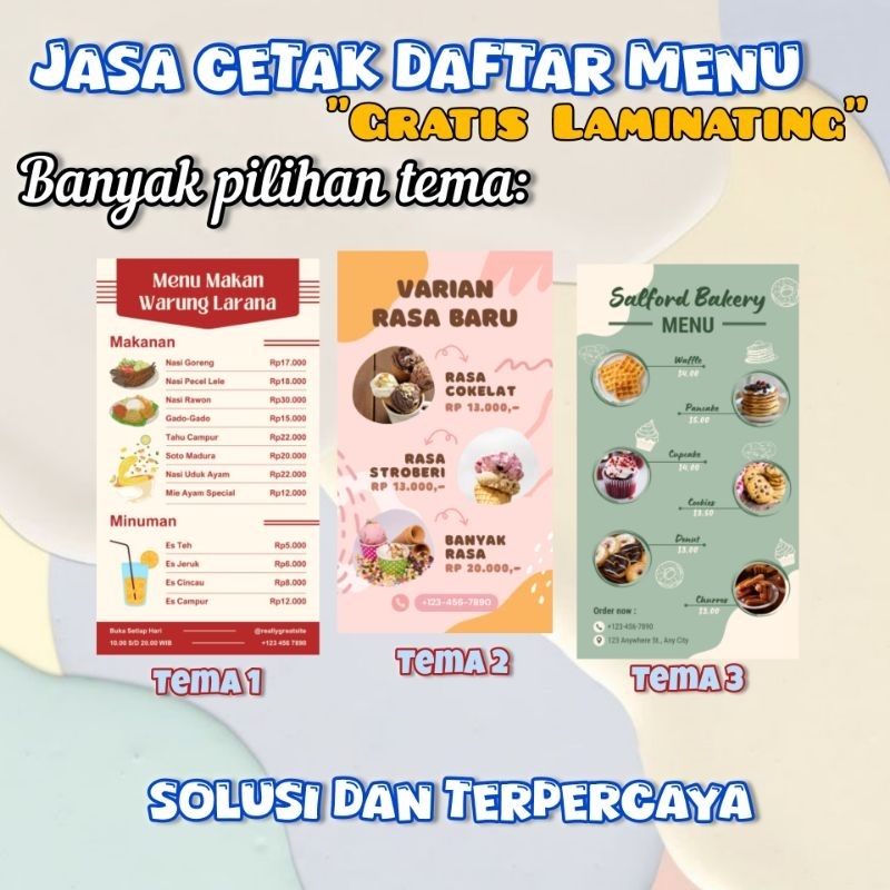 Jual CETAK DESAIN DAFTAR MENU\DAFTAR MENU GRATIS LAMINATING | Shopee ...