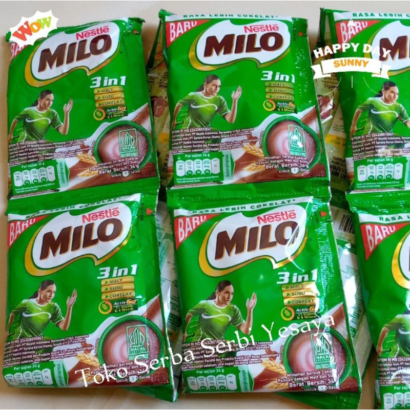 Jual Milo 3 in 1 Activ Go Minuman Serbuk Coklat Malt & Susu Renceng (34 ...