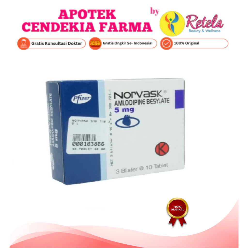 Jual NORVASK 5MG BOX / AMLODIPIN | Shopee Indonesia