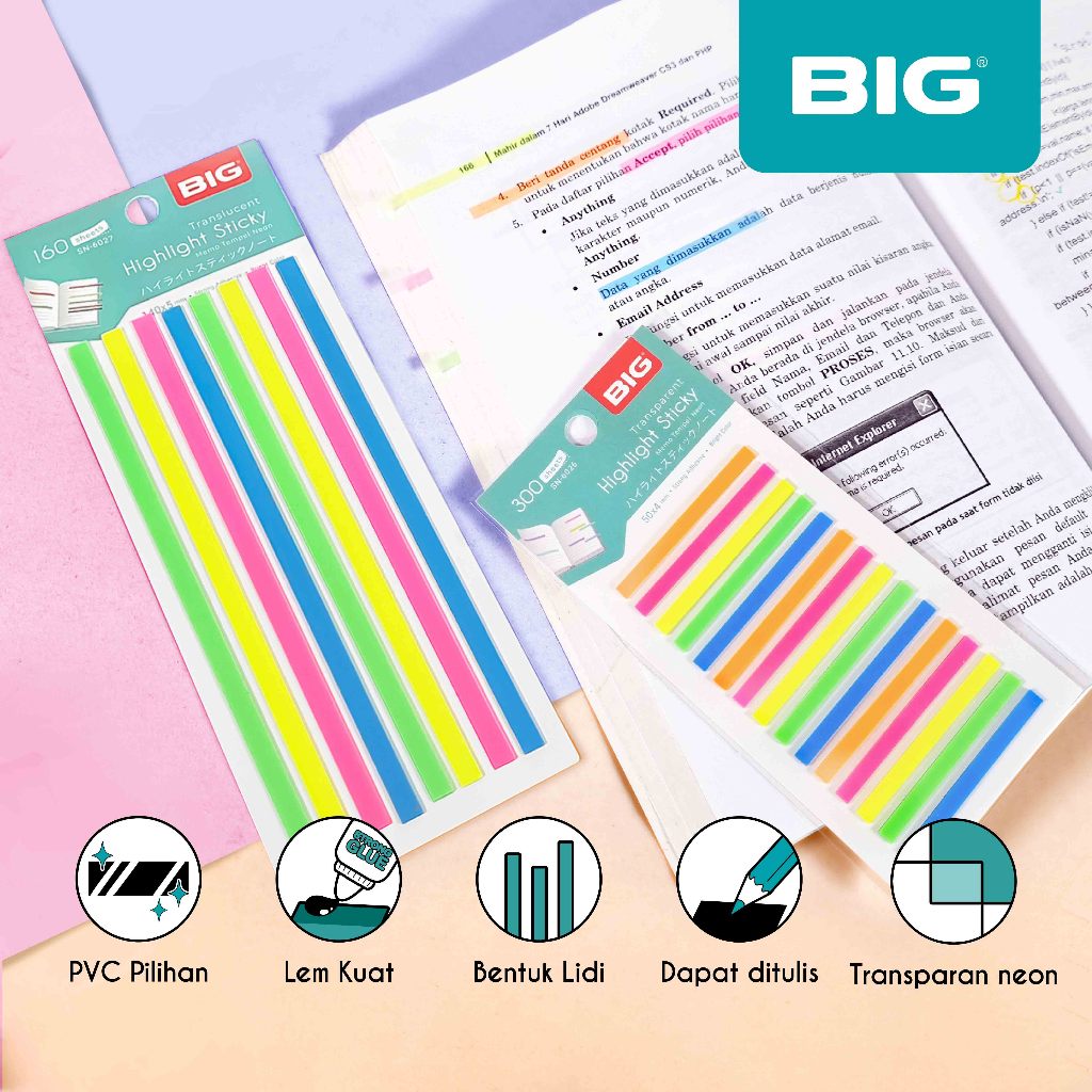 Jual BIG Sticky Notes Lidi Warna Neon/ Label Index/ Index Mark/ Tab ...