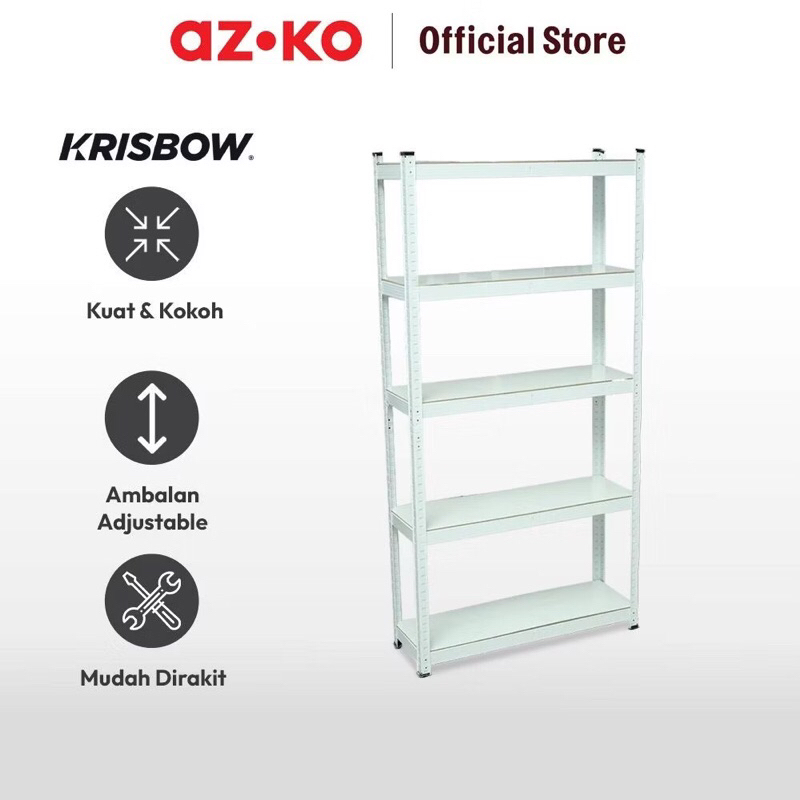 Jual AZKO Krisbow 90x30x180 Cm Rak Besi 5 Tingkat - Hijau - Cokelat ...