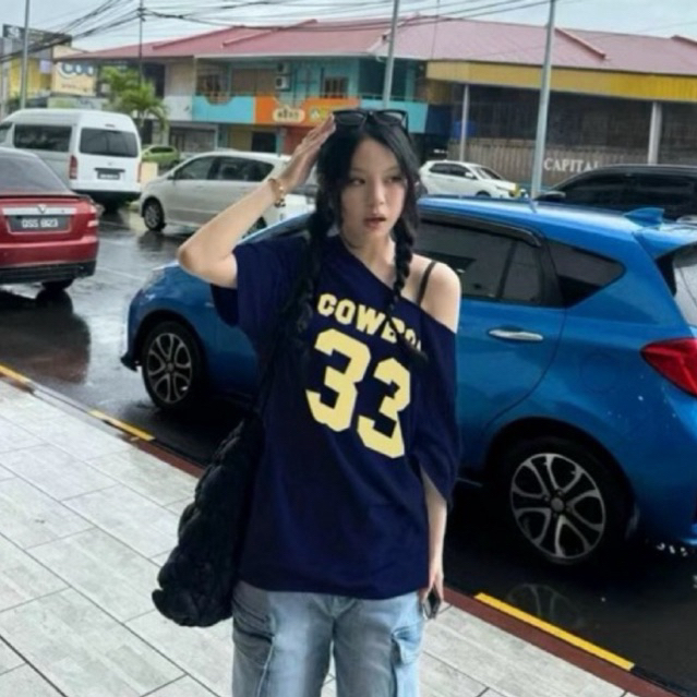 Jual cowboys 33 offshoulder shirt asymmetrical shirt y2k ahs acubi ...