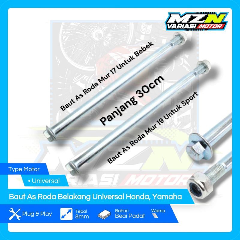 Jual Baut As Roda Belakang Universal Honda Dan Yamaha Bahan Besi Padat ...