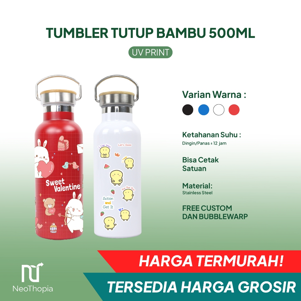 Jual Custom Tumbler Tutup Bambu 500ml Cetak Fullprint Uv Print Nama ...