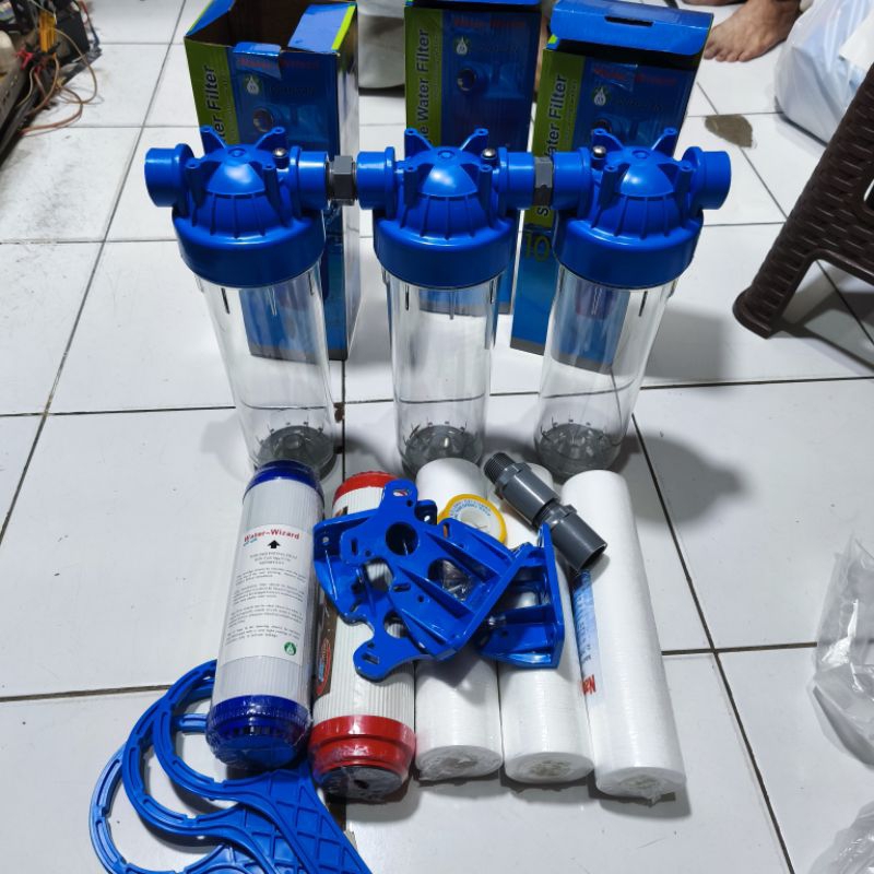 Jual Paket tabung filter air 10 in drat 3/4 housing clear | Shopee ...