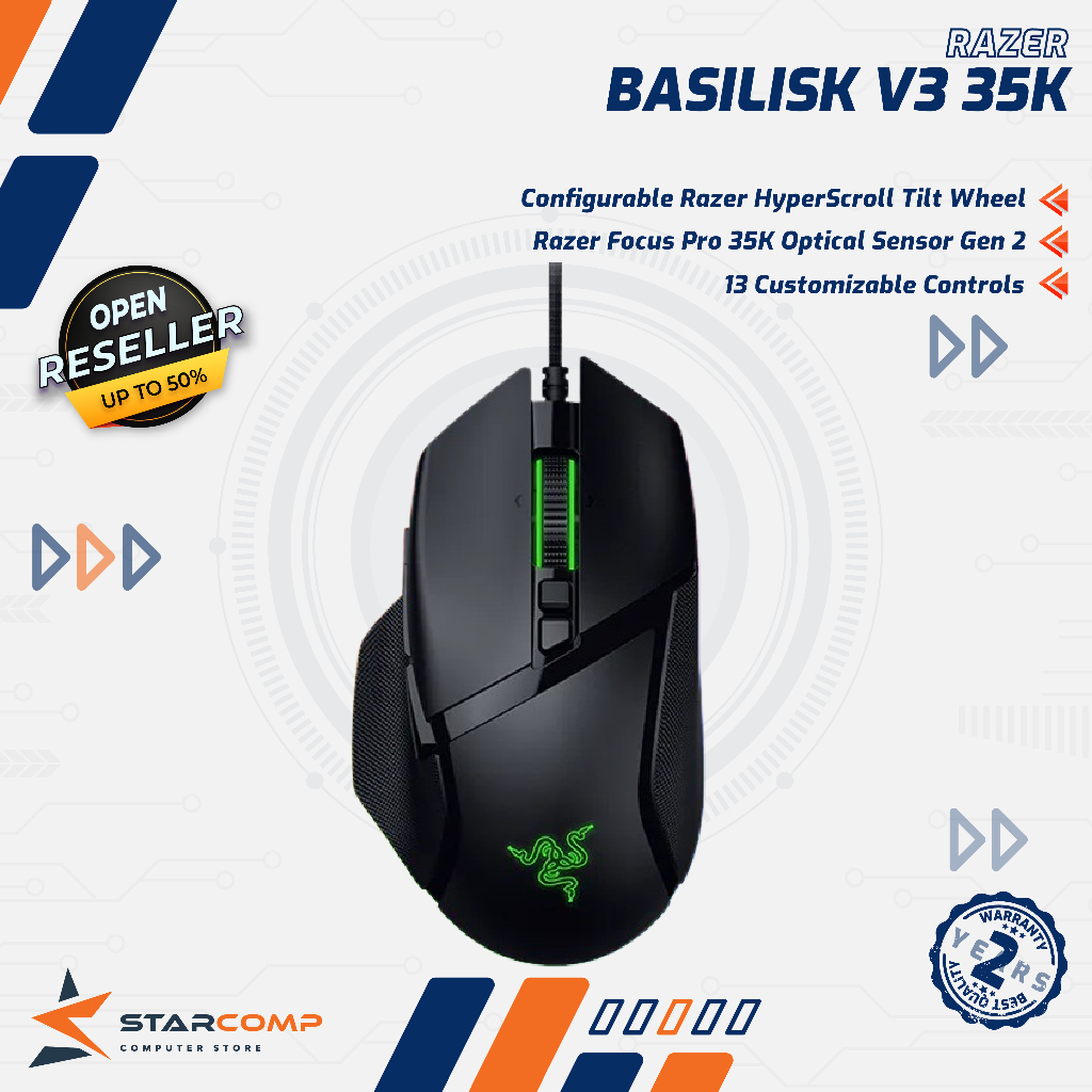Jual RAZER BASILISK V3 35K Black Fully Customizable Ergonomic RGB Wired ...