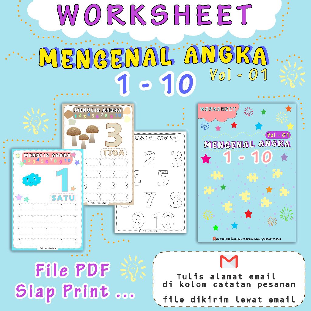 Jual 10 Lembar Worksheet Latihan Mengenal Angka - Worksheet Printable ...