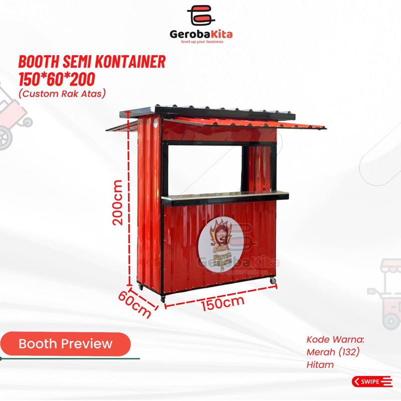 Jual Booth Semi Container 150x60x200 Custom Rak Atas | Shopee Indonesia