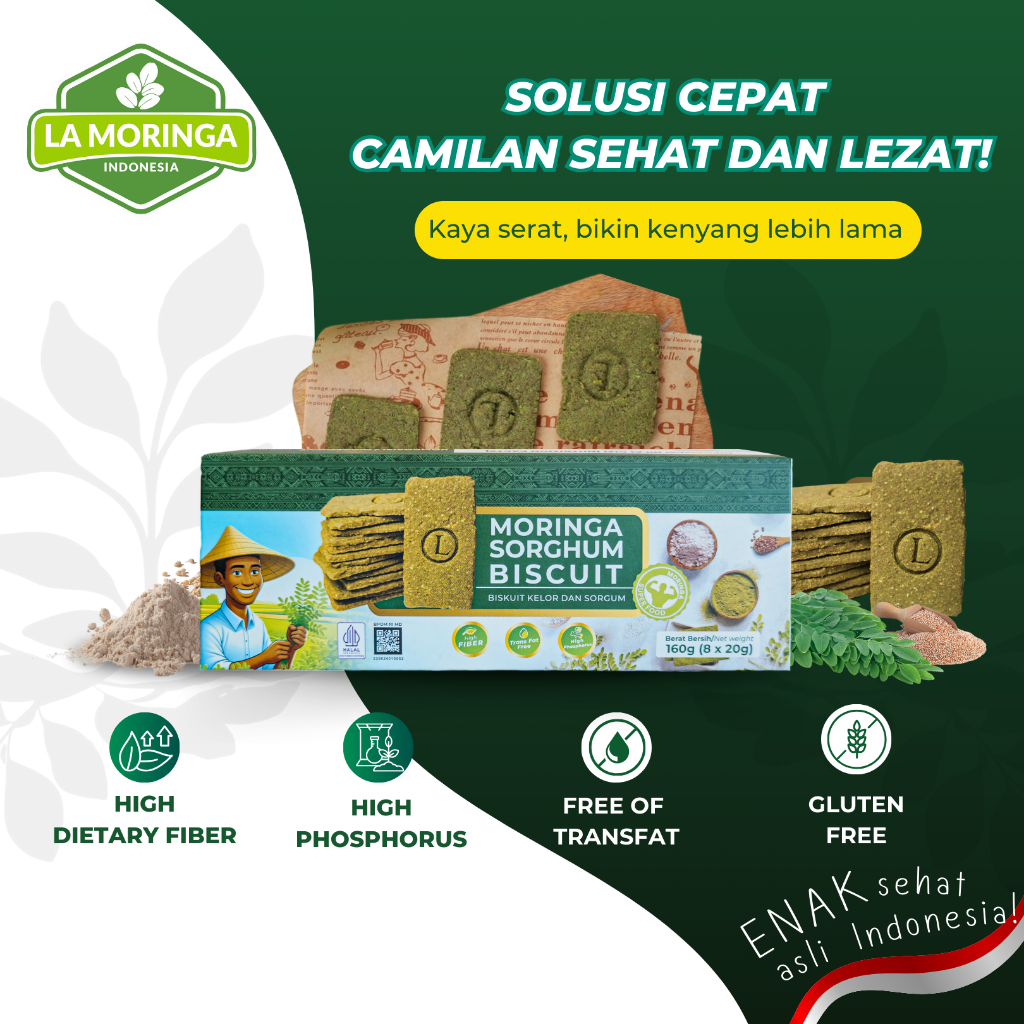 Jual LA MORINGA-Moringa Sorghum Biscuit 160 gr/Biscuit Gluten Free ...
