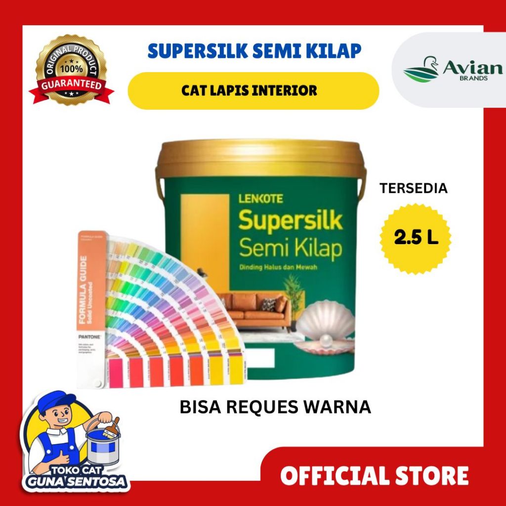 Jual CAT TEMBOK LENKOTE SUPERSILK SEMI KILAP 2.5 LITER | Shopee Indonesia