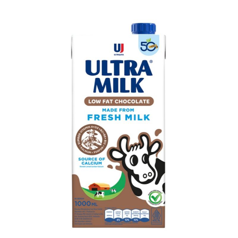 Jual Ultra Milk Susu UHT Low Fat Chocolate 1 Liter / Susu Rendah Lemak Cokelat | Shopee Indonesia
