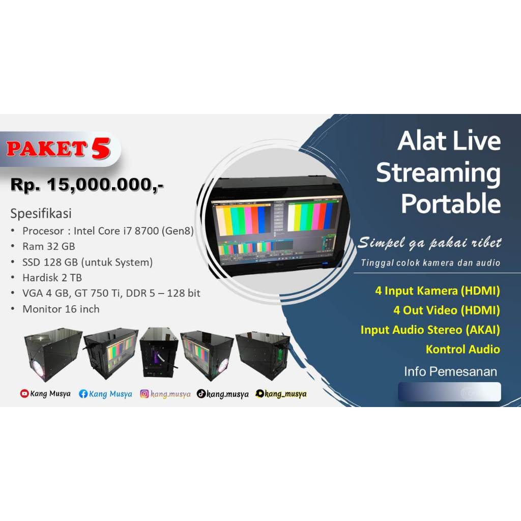 Jual Alat Live Streaming Portable Paket 5, Paling Simpel Tinggal Colok ...