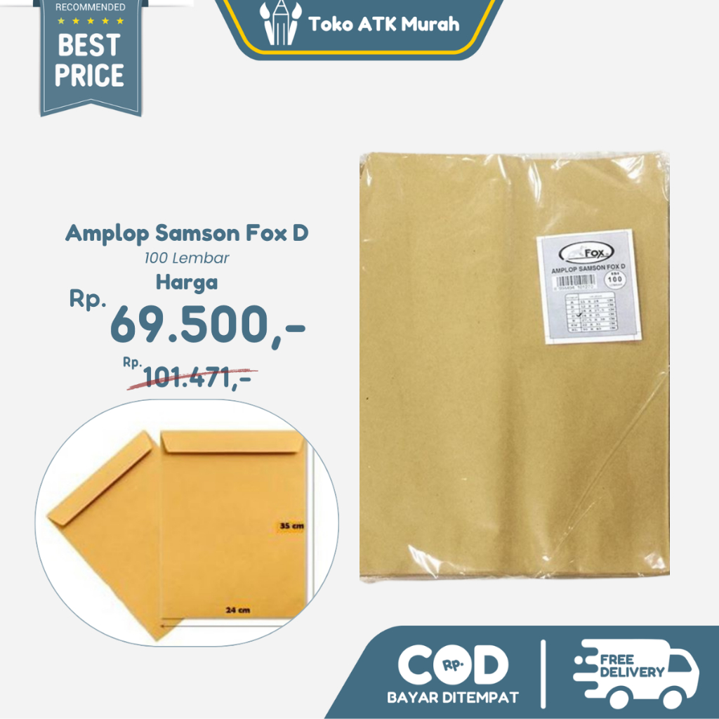 Jual Amplop Coklat / Samson Fox D (Folio) isi 100 Buah | Shopee Indonesia