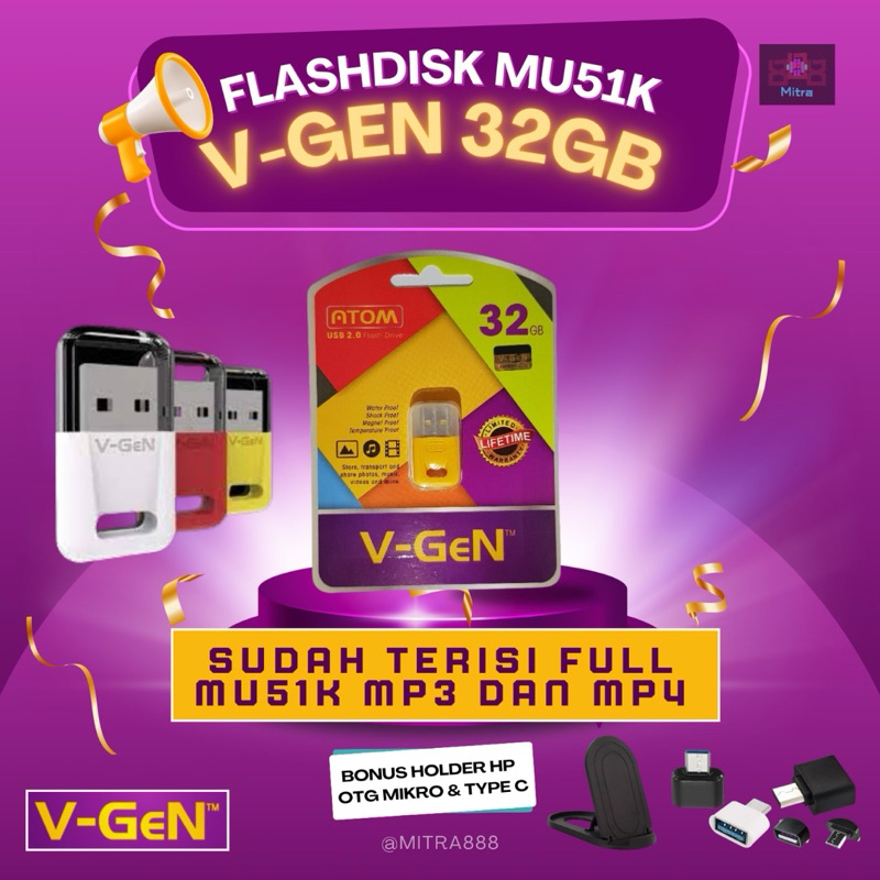 Jual V-Gen // Sandisk Flashdisk Original Bergaransi 32 GB Berisi Full Mu$1|