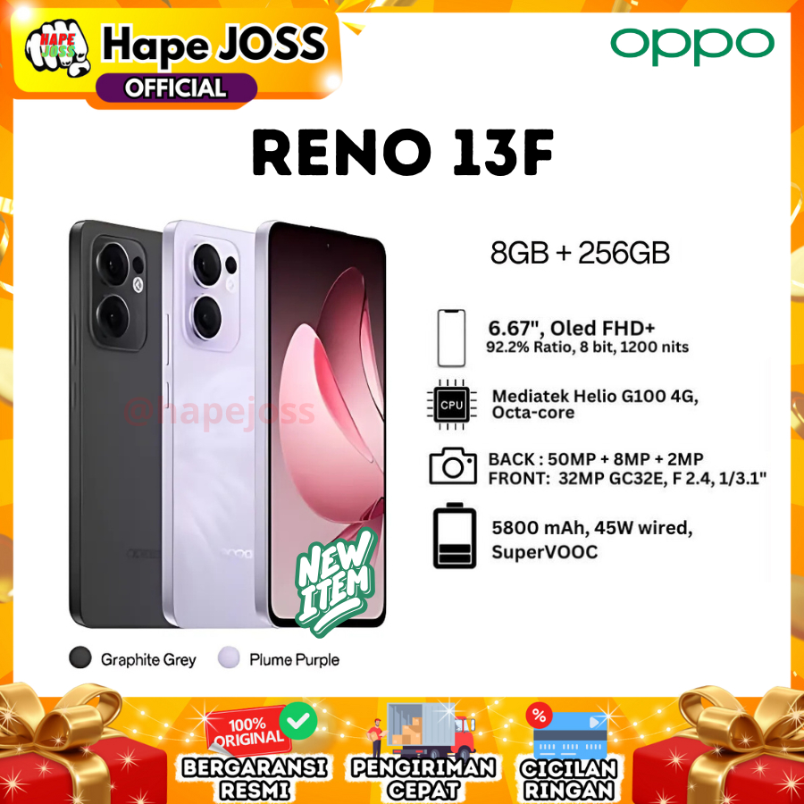 Jual Oppo Reno 13F 8/256GB NFC Garansi Resmi | Shopee Indonesia