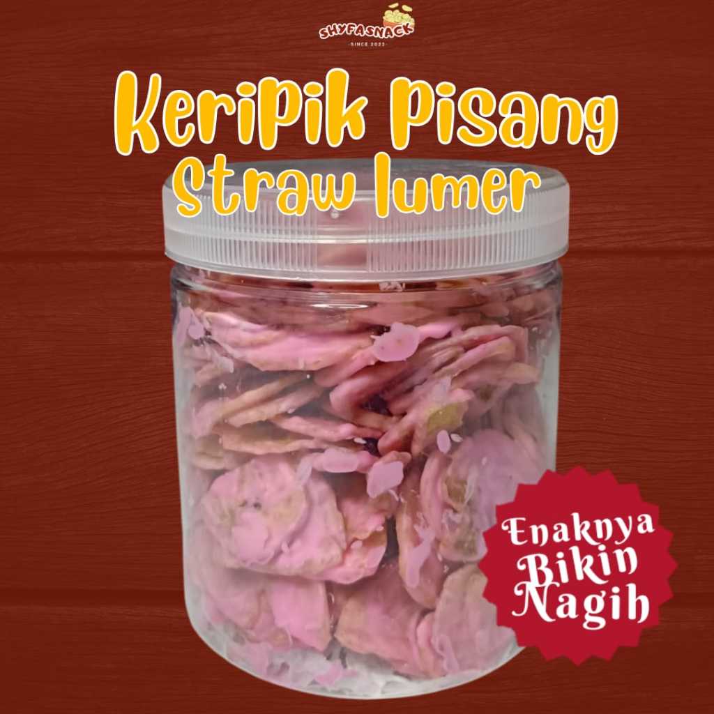 Jual KERIPIK PISANG STRAWBERRY LUMER KHAS SHYFA SNACK | Shopee Indonesia