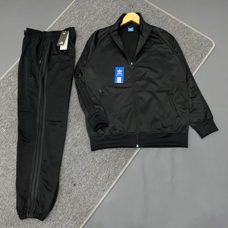 Jual ONE SET TRACKTOP DAN TRACK PANT ADIDAS 3FOIL HITAM PLAT HITAM ...