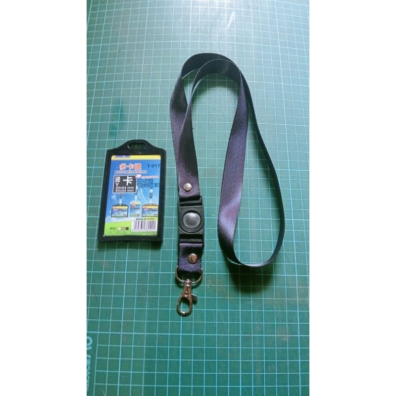 Jual TALI ID CARD HITAM HOLDER HITAM 2 SISI | Shopee Indonesia