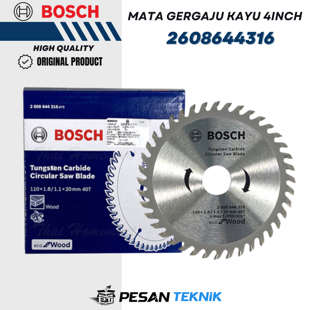 Jual Mata Gerinda Potong Kayu 4 inch Circular Saw Blade 110mm 40T Bosch 2608644316 | Shopee ...