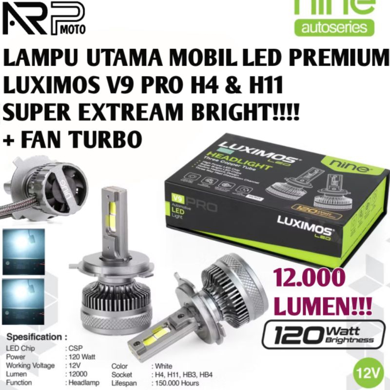 Jual HEADLIGHT & FOGLAMP LAMPU UTAMA MOBIL LED & FOGLAMP SUPER EXTREAM BRIGHT + TURBO FAN H4 H11 ...