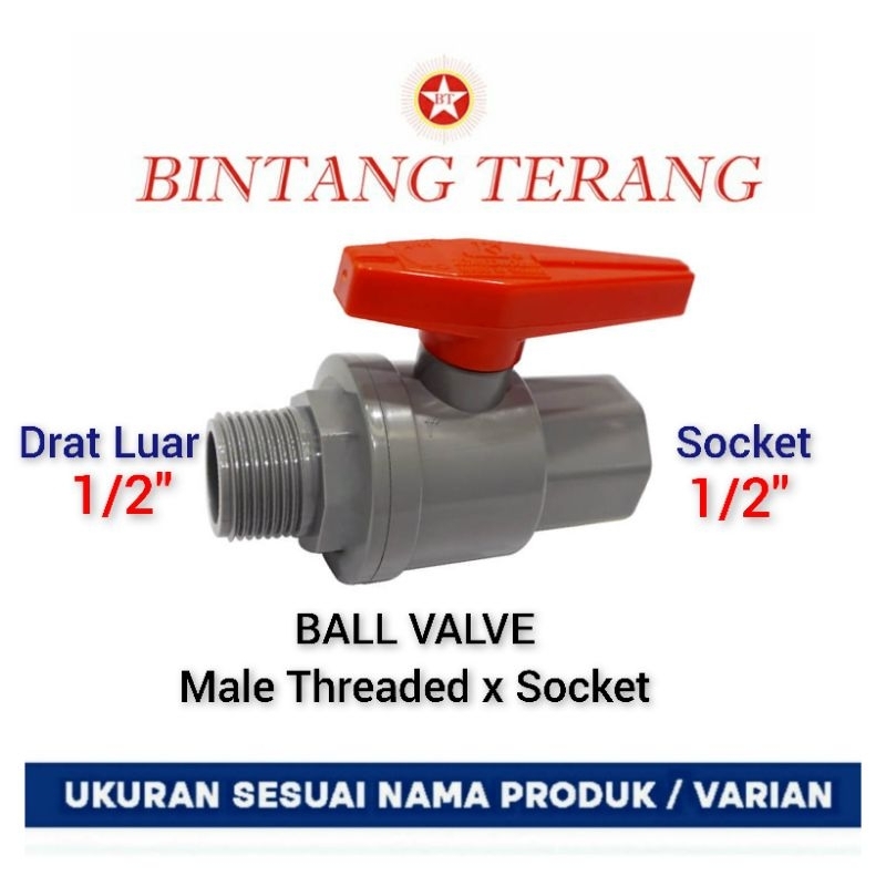 Jual Ball Valve Drat Luar x Socket Polos 1/2" / Ballvalve Sok Drat Luar ...