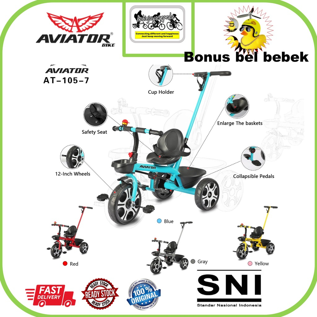 Jual Sepeda Roda tiga AVIATOR Model stroller Roda EVA Fitur sabuk ...