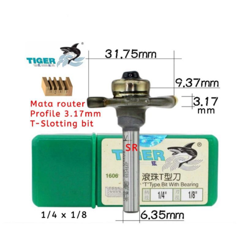 Jual Mata Router/ Profil T Sloting Bit 3mm (1/4 × 1/8) TIGER | Shopee ...