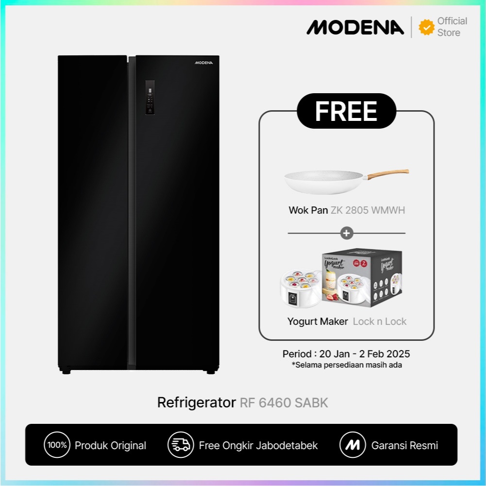 Jual MODENA Refrigerator Side by Side - RF 6460 SABK | Shopee Indonesia