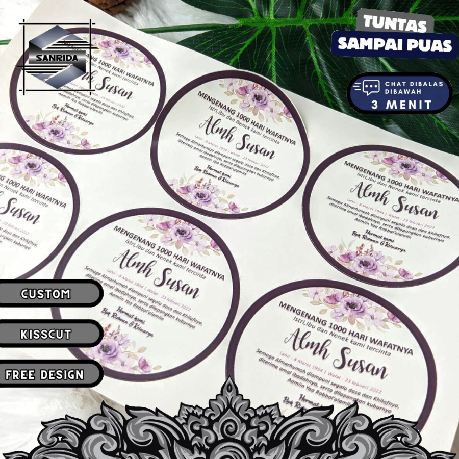 Jual 2-4 Stiker Tahlil Haul Mengenang Wafatnya 40 100 1000 Hari ...