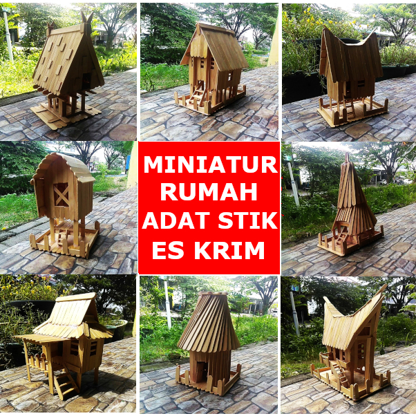 Jual miniatur rumah adat dari stik es krim bisa request model joglo ...