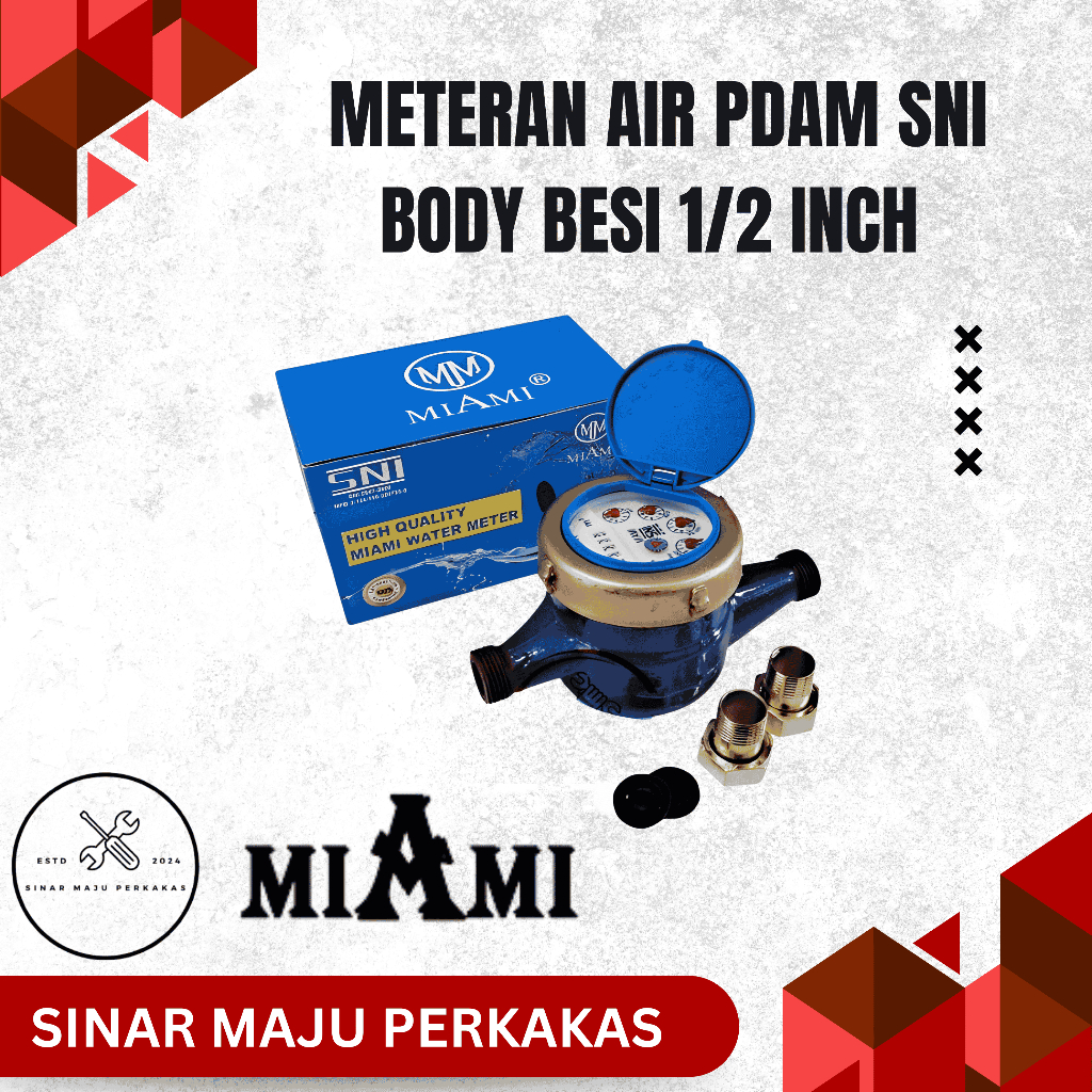 Jual Meteran Air PDAM SNI Body Besi 1/2 inch MIAMI Water Meter 1/2 ...
