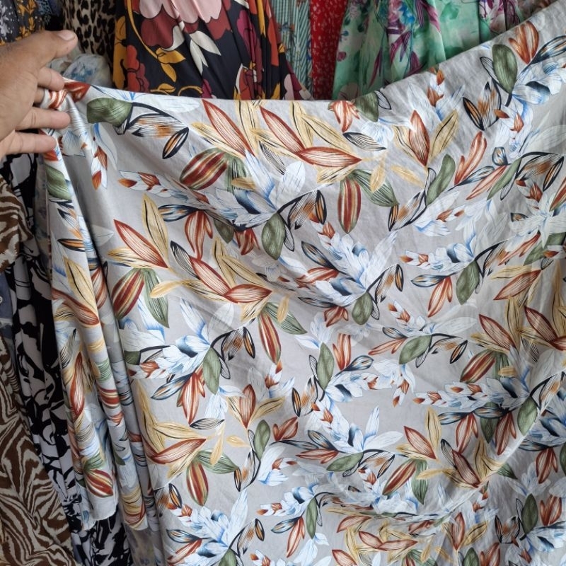 Jual kain katun paris motif daun | Shopee Indonesia
