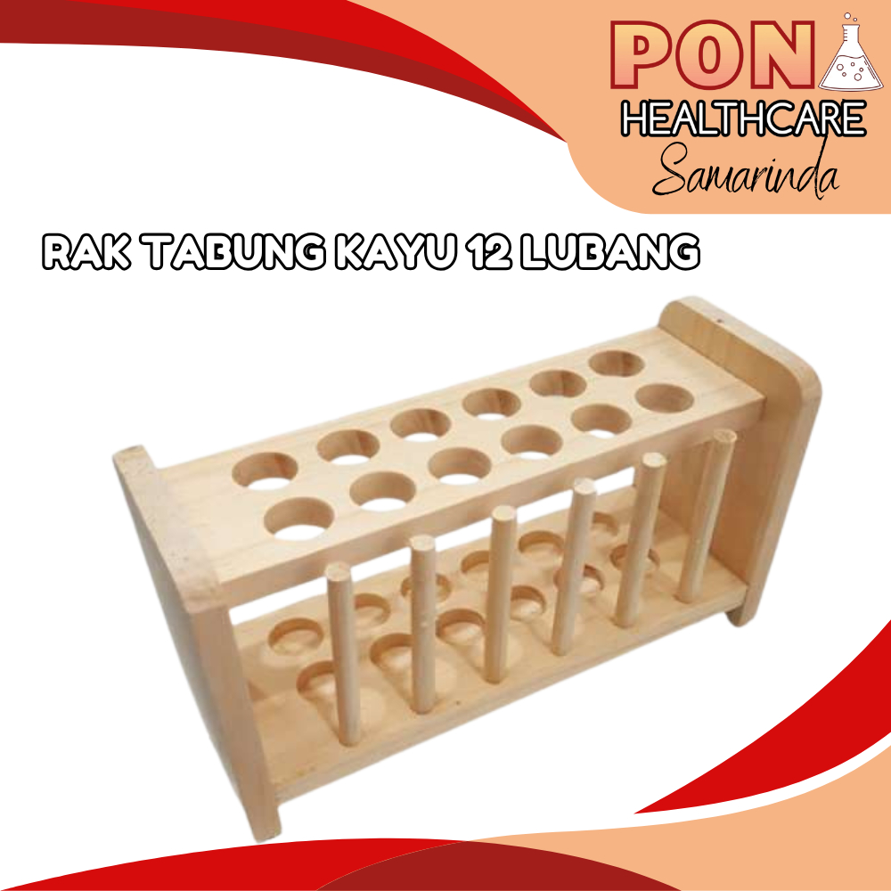Jual Rak Tabung Reaksi Kayu 12 Lubang / Tempat Tabung Reaksi Bahan Kayu ...