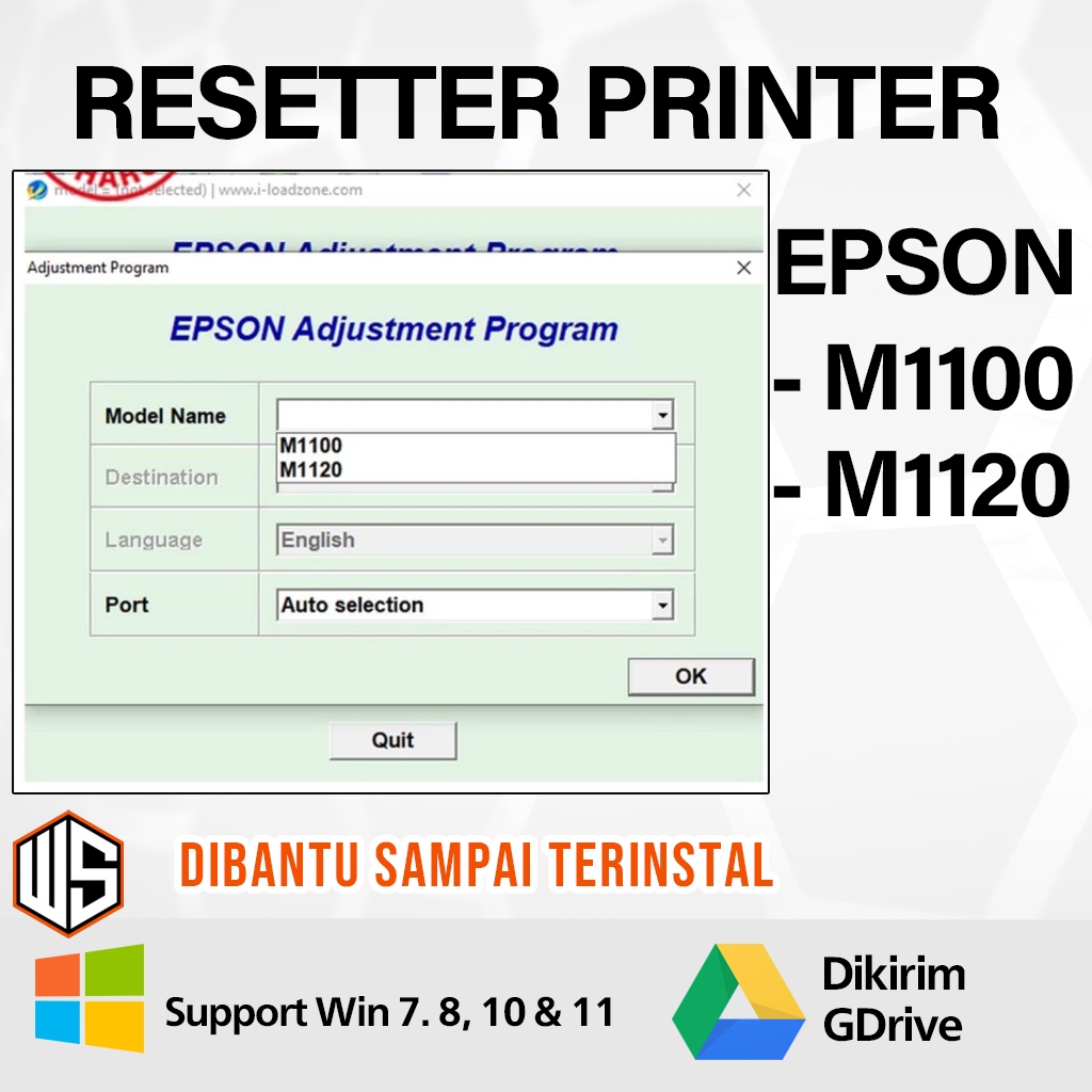 Jual SOFTWARE RESETTER / RESET / RESETER PRINTER EPSON M1100 M1120 UNLIMITED ALL PC FULL ...
