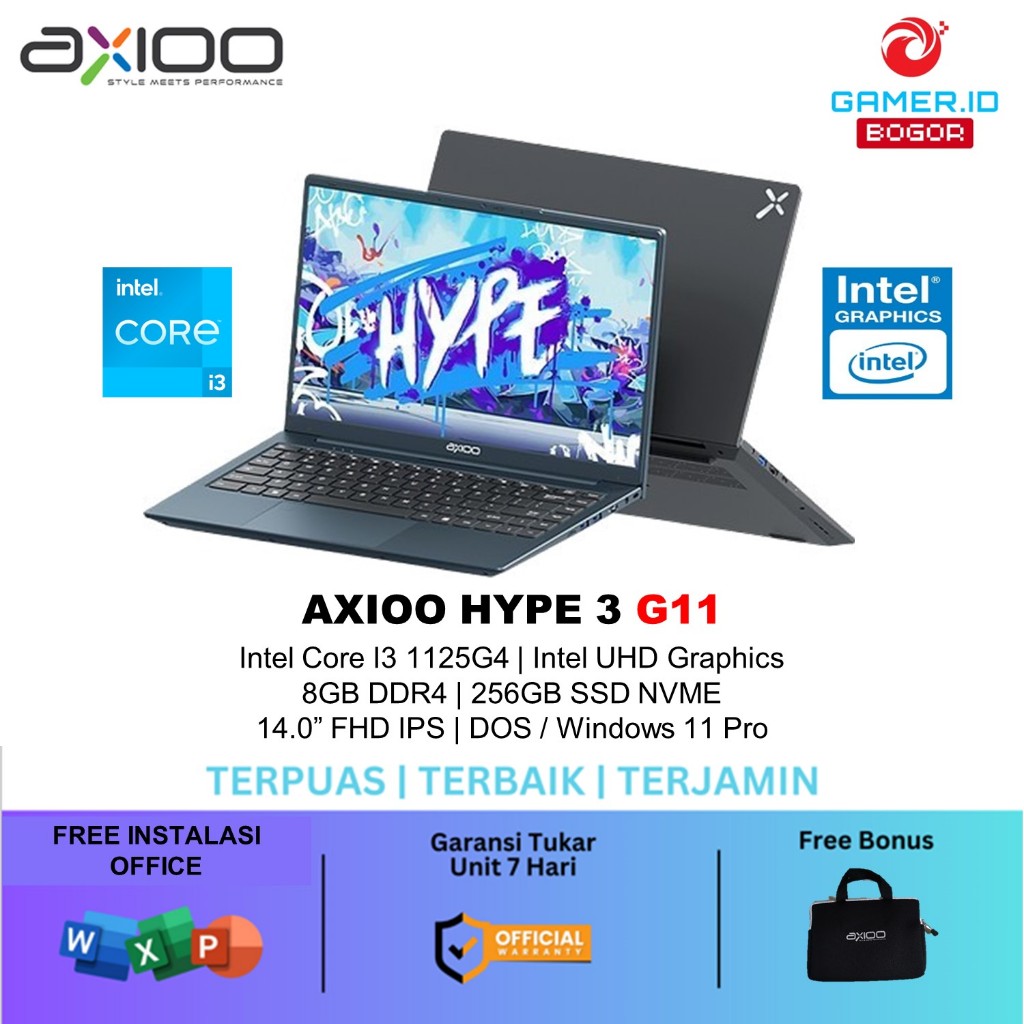 Jual Axioo Hype 3 G11 Intel Core I3 1125G4 8gb 256gb Dos / Windows 11 Pro 14.0 Full HD Ips ...