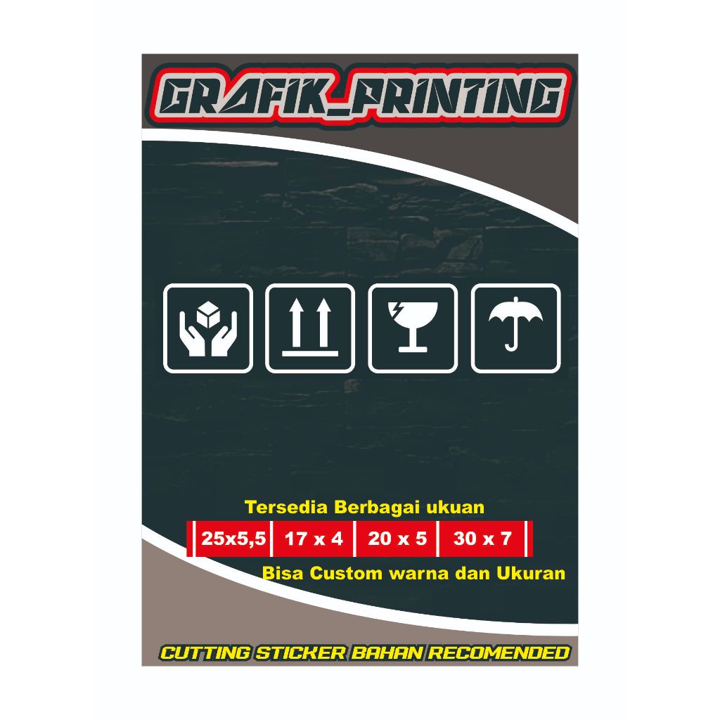 Jual cutting sticker fragile atau stiker hardcase (tidak ada minimal ...