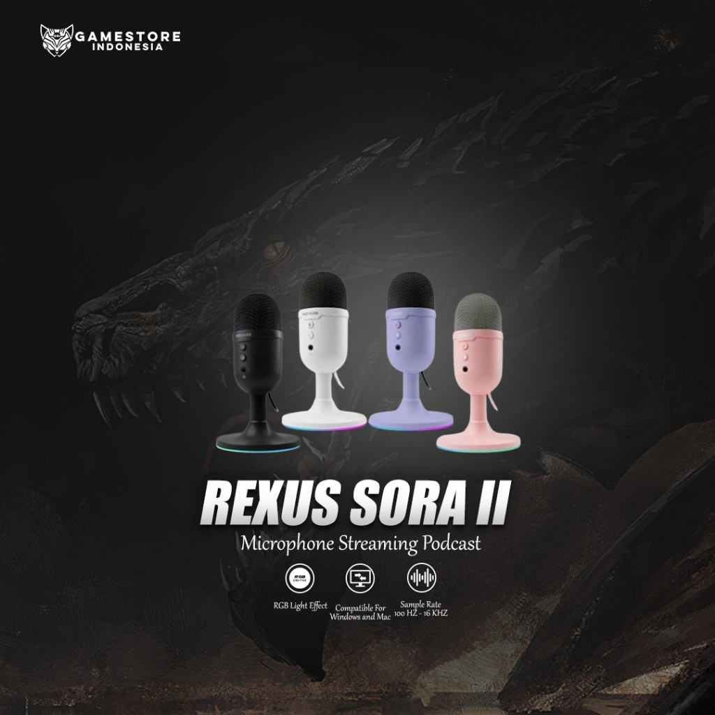 Jual Rexus Xora II DM2 RGB Microphone 16KHz Mic Cardioid USB Multi ...