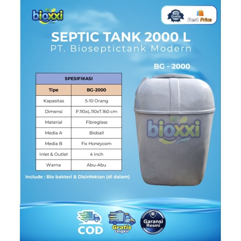 Jual Bioseptictank 2000 L - Septictank 2 m3 - Septic tank - Biofilter ...