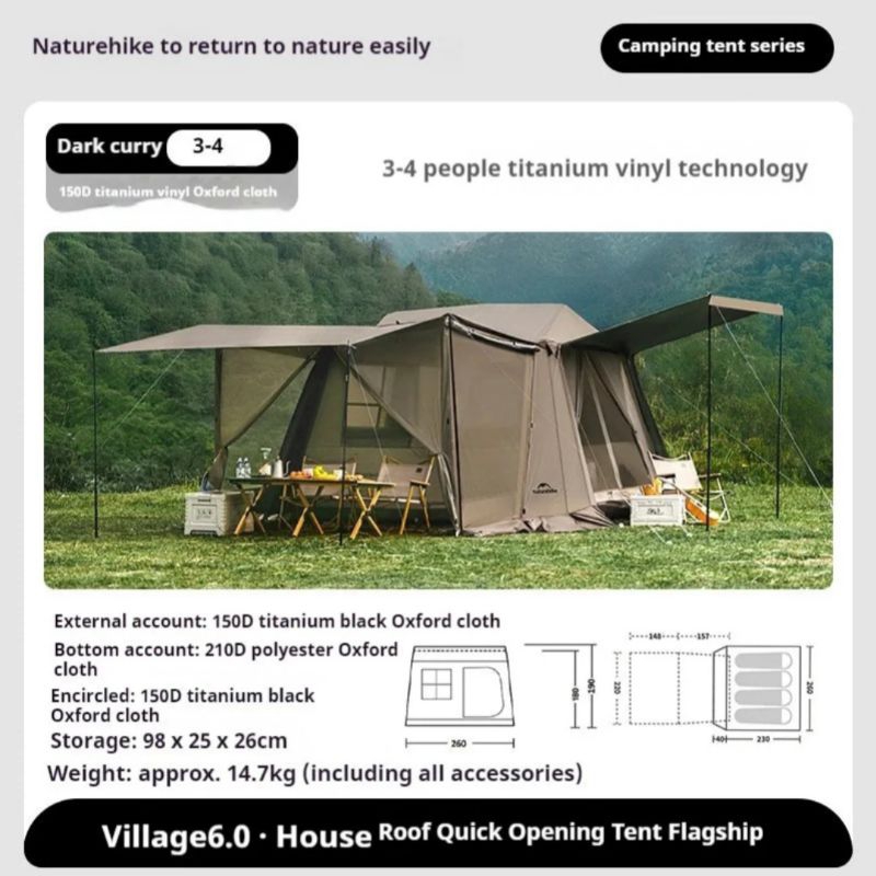 Jual Tenda Otomatis Naturehike Village 6 V6 Ultimate CNK2300ZP021 | Shopee Indonesia