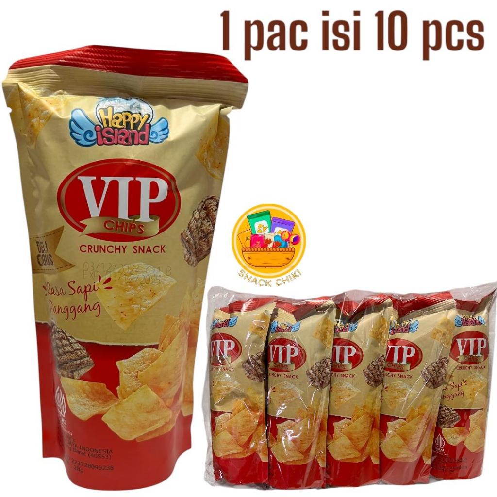 Jual CHIKI VIP CHIPS HAPPY ISLAND 28q x 10 PCS | Shopee Indonesia