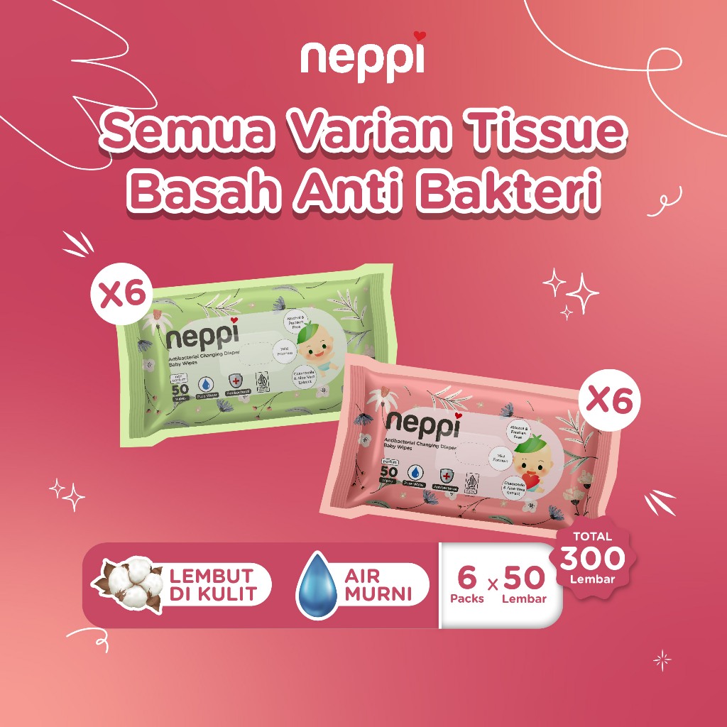 Jual (6 Pcs x 50 Lembar) Neppi Tisu / Tissue Basah Antibacterial ...